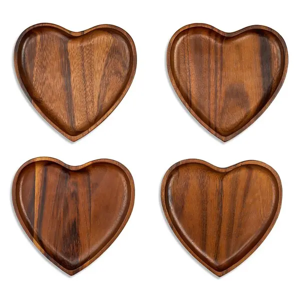 NAMBE Eat Your Heart Out Appetizer Plates, Set Of 4 - Brown