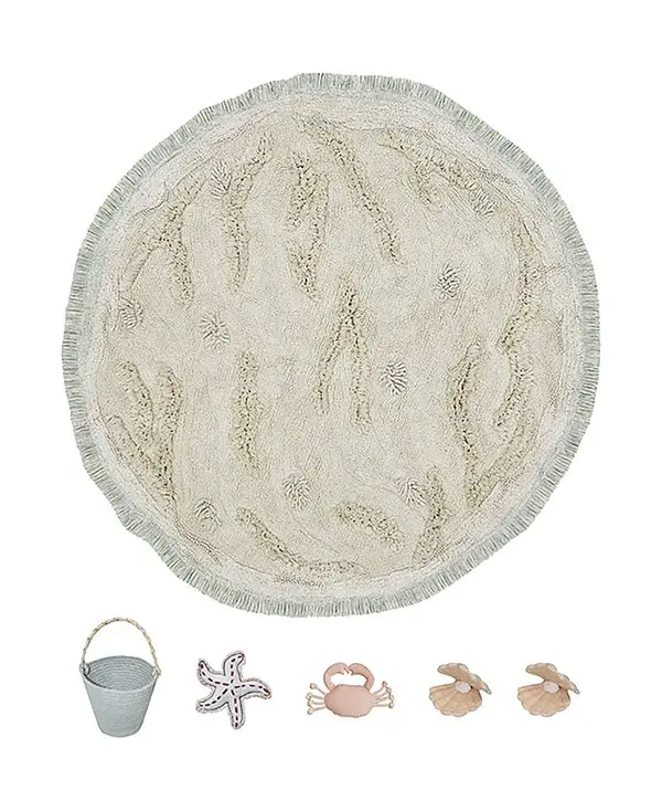 LORENA CANALS Sea Wonders Washable Play Island Round Area Rug, 4' X 4 - Natural