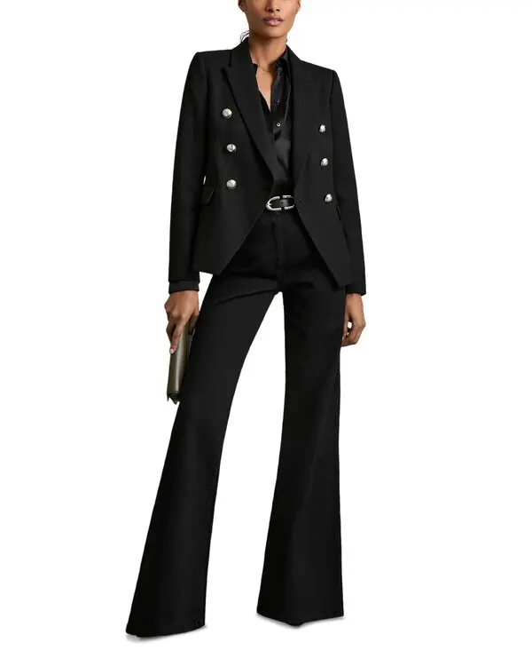 REISS Tally Double Breasted Jacket - Black