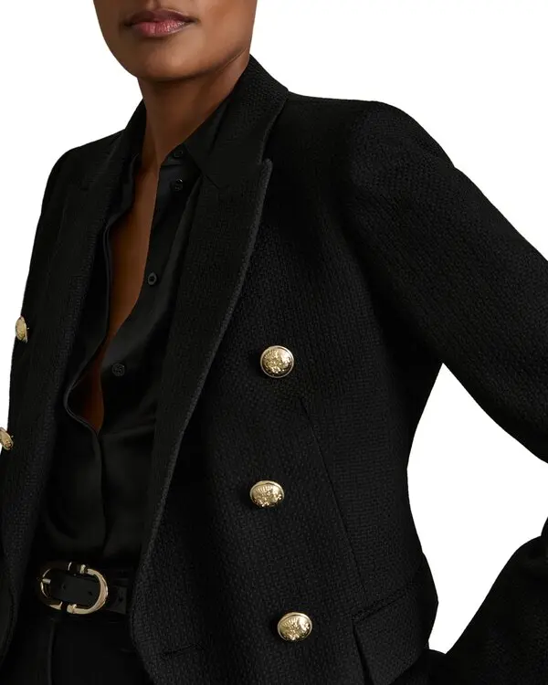 REISS Tally Double Breasted Jacket - Black