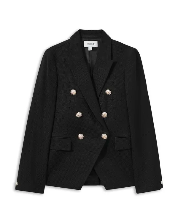 REISS Tally Double Breasted Jacket - Black