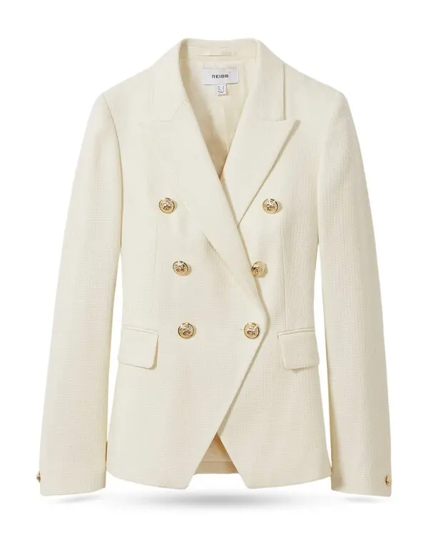 REISS Tally Double Breasted Jacket - White