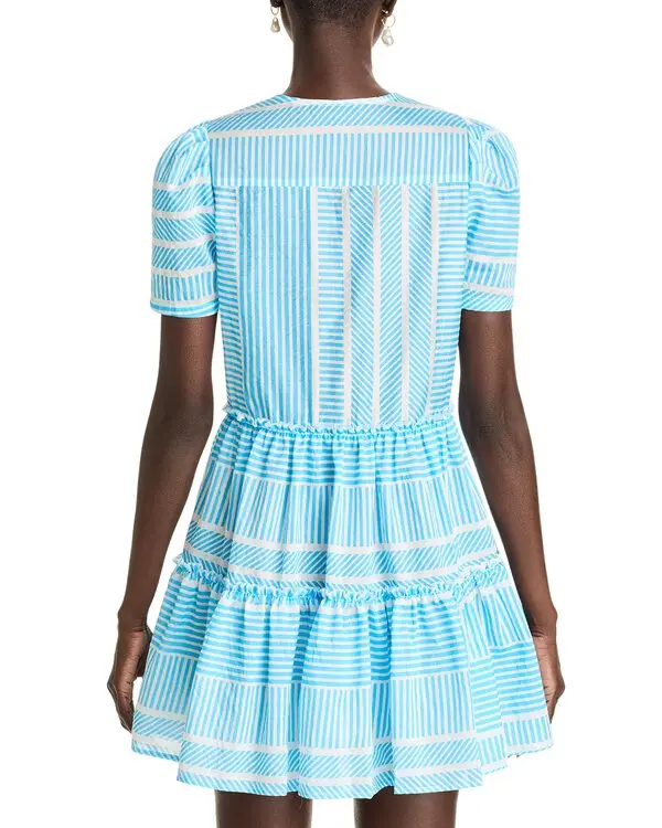Aqua V-neck Mini Dress Exclusive - New Blue/white