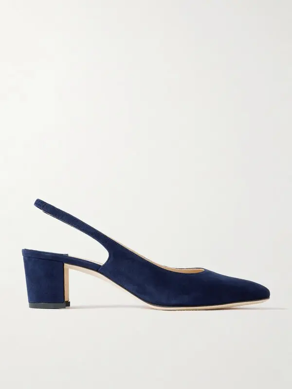 Manolo Blahnik Allurasan 50 Suede Slingback Pumps - Blue