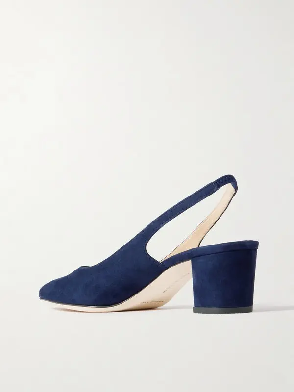 Manolo Blahnik Allurasan 50 Suede Slingback Pumps - Blue