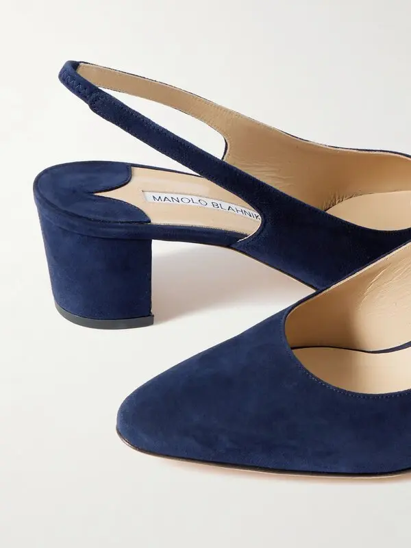 Manolo Blahnik Allurasan 50 Suede Slingback Pumps - Blue
