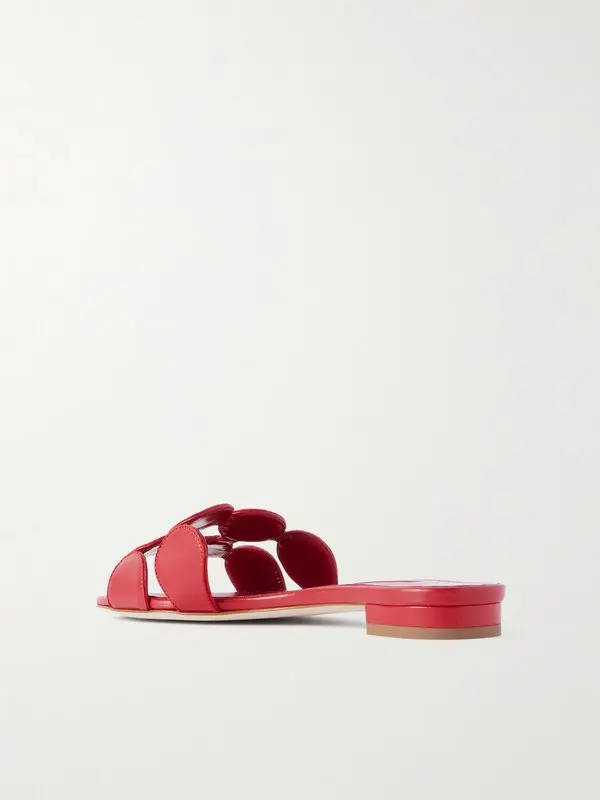 Manolo Blahnik Haribalmu Leather Slides - Red