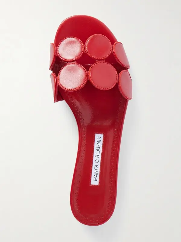 Manolo Blahnik Haribalmu Leather Slides - Red