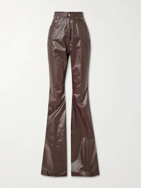 Rick Owens Bolan Coated High-rise Flared Jeans