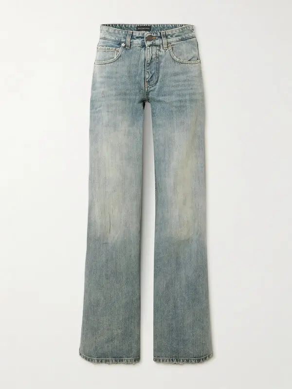 Balenciaga Distressed Mid-rise Wide-leg Jeans