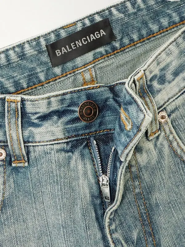Balenciaga Distressed Mid-rise Wide-leg Jeans