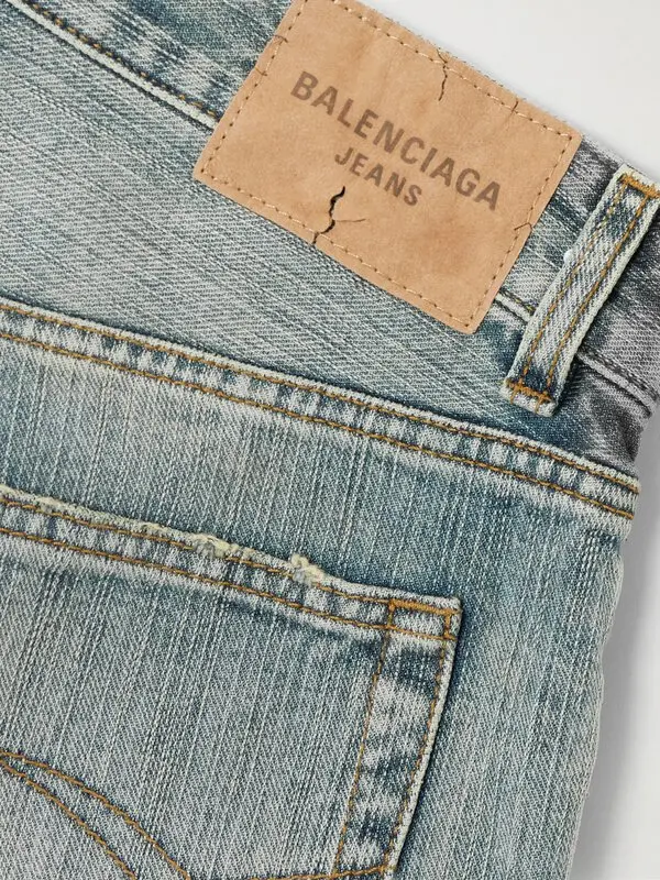 Balenciaga Distressed Mid-rise Wide-leg Jeans