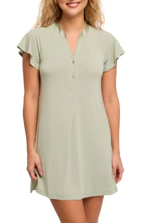 Fleur't Flutter Sleeve Sleep Shirt - Fern