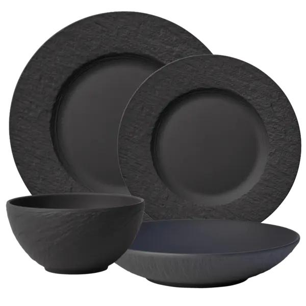 VILLEROY & BOCH Manufacture Rock 4 Piece Plate Set - Black