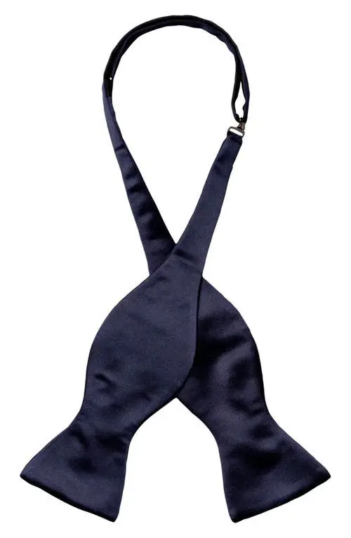 Eton Silk Satin Self Tie Bow Tie - Dark Blue