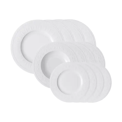 VILLEROY & BOCH Cellini 12 Piece Dinnerware Set - White