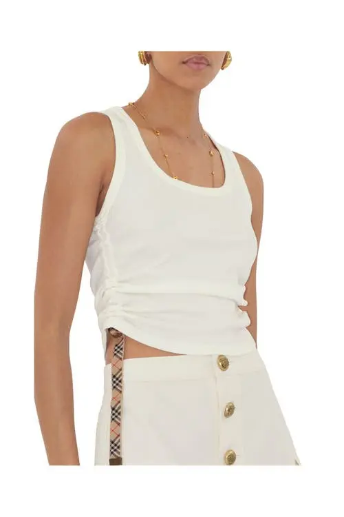 Burberry Cotton-blend Tank Top - Chalk