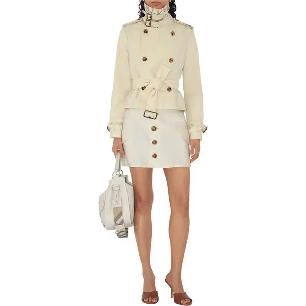 Burberry Cropped Cotton-blend Trench Jacket