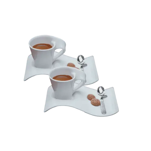 VILLEROY & BOCH Newwave Caffè 6 Piece Espresso Set For 2 - White