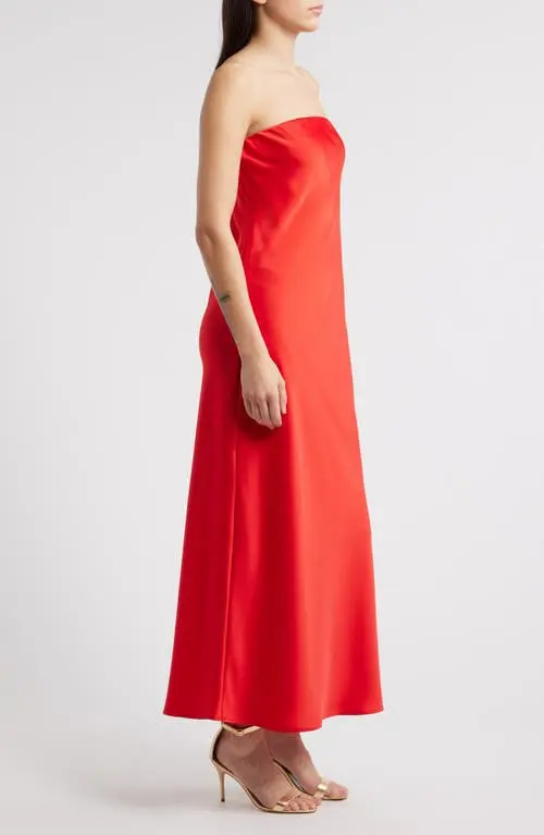 WAYF Madelyn Strapless Satin Dress