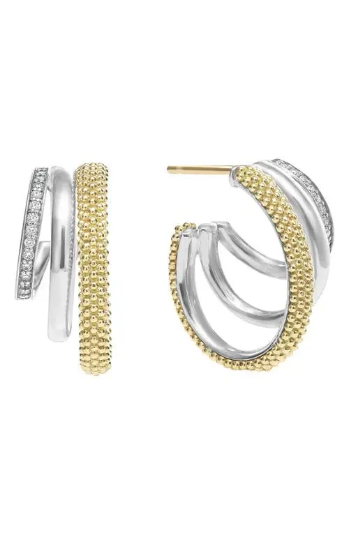 Lagos Caviar Lux Pavé Diamond Hoop Earrings