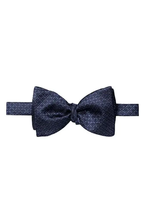 Eton Geometric Jacquard Silk Bow Tie - Navy