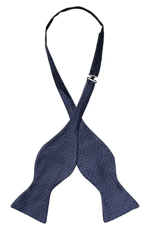 Eton Geometric Jacquard Silk Bow Tie - Navy
