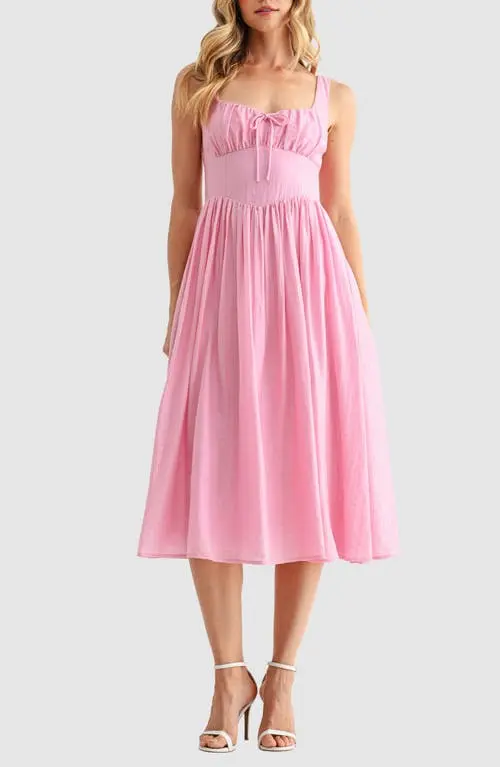 ALL IN FAVOR Set-in Waist Midi Dress - Pink