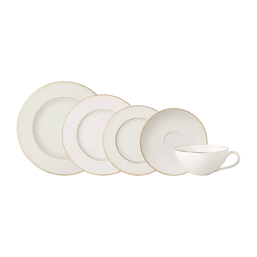 VILLEROY & BOCH Anmut Gold 5 Piece Place Set - White