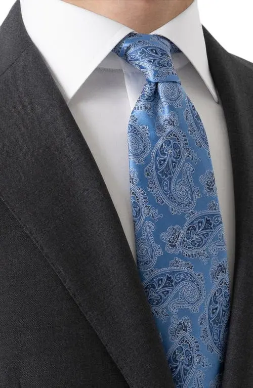 Eton Paisley Jacquard Silk Tie - Blue