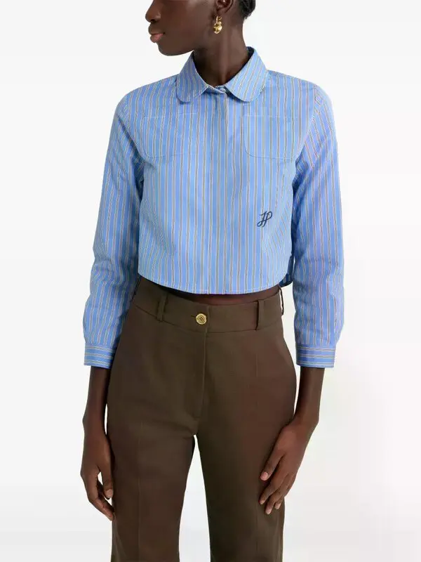 PATOU Cropped Printed Shirt - Blue
