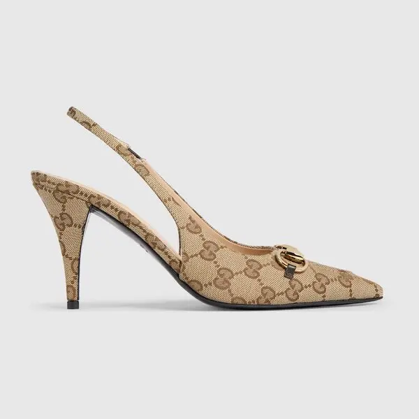 Gucci Horsebit Slingback Pumps - Beige