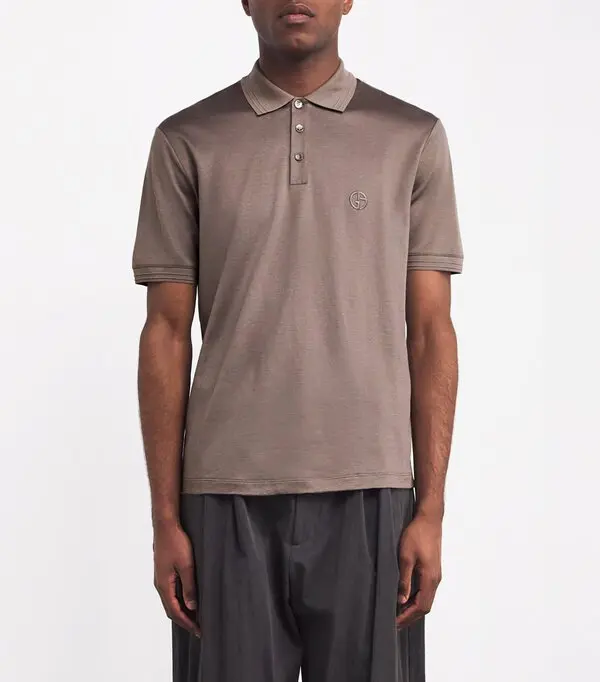 Giorgio Armani Cotton Logo Polo Shirt - Beige
