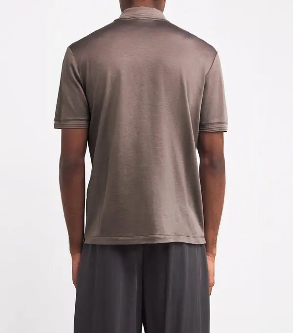 Giorgio Armani Cotton Logo Polo Shirt - Beige
