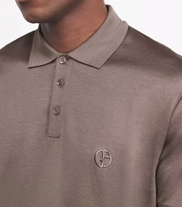 Giorgio Armani Cotton Logo Polo Shirt - Beige