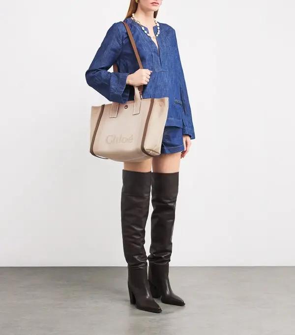 Chloé Medium Canvas Carry Tote Bag - Beige