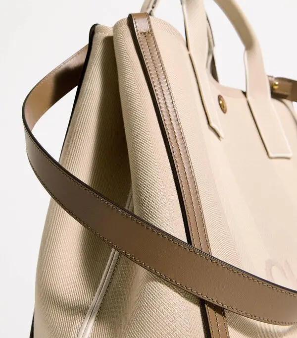 Chloé Medium Canvas Carry Tote Bag - Beige