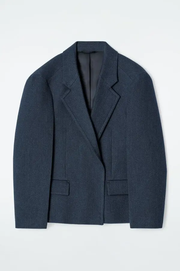 Cos Oversized Exaggerated-shoulder Denim-look Blazer