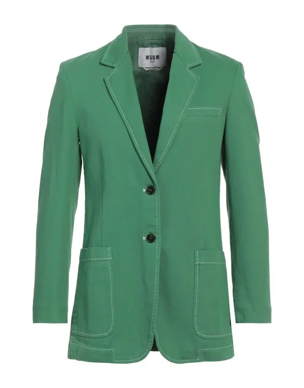 MSGM Single-breasted Denim Blazer - Green