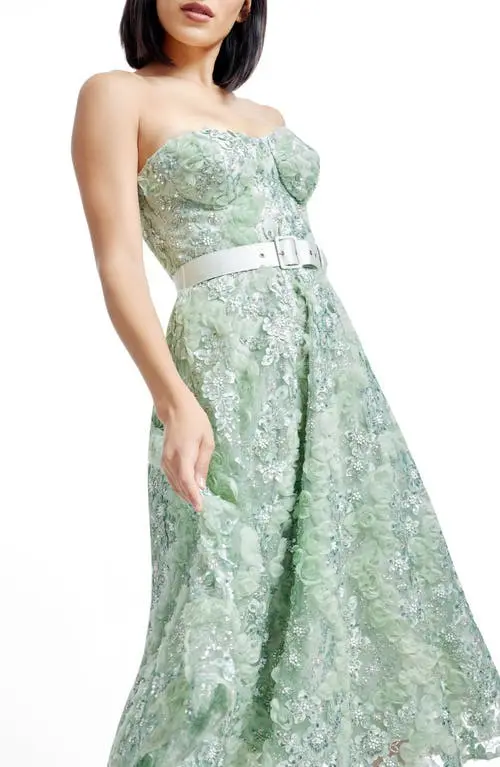 dress the population mabel dress Dress the Population Women's Mabel Strapless Midi-Dress - Ivory Multi