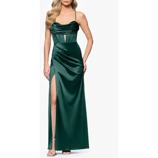 BLONDIE NITES Drape Corset Gown - Hunter