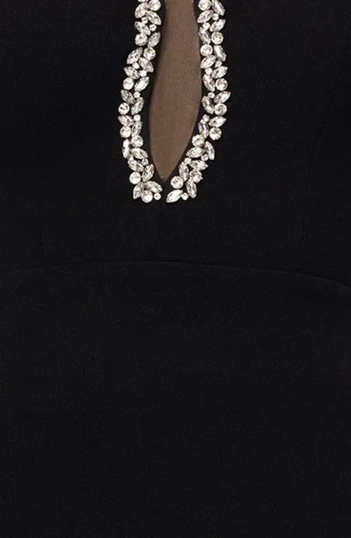BLONDIE NITES Rhinestone Sweetheart Neck Scuba Knit Gown