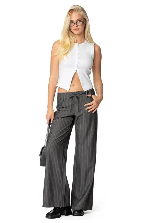 EDIKTED Mayla Pinstripe Wide Leg Pants