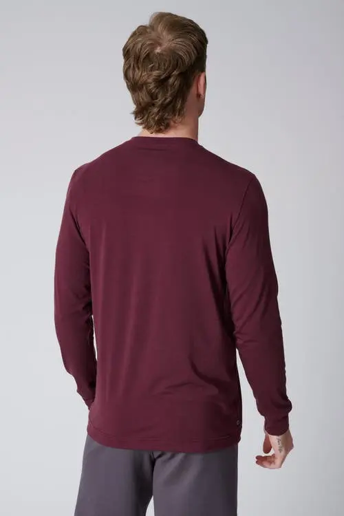 LEISURE LAB Long Sleeve Everyday T-shirt - Maroon