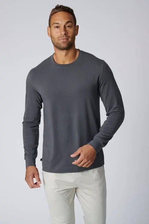 LEISURE LAB Long Sleeve Everyday T-shirt - Slate