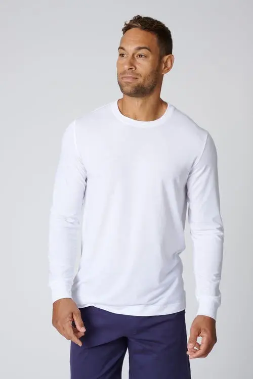 LEISURE LAB Long Sleeve Everyday T-shirt - White