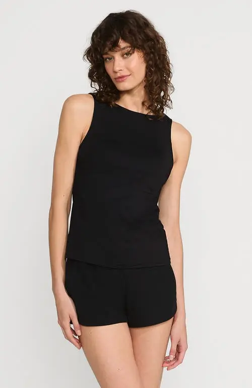 LANDS' END D-cup High Neck Upf 50 Sun Protection Tankini Swimsuit Top - Black
