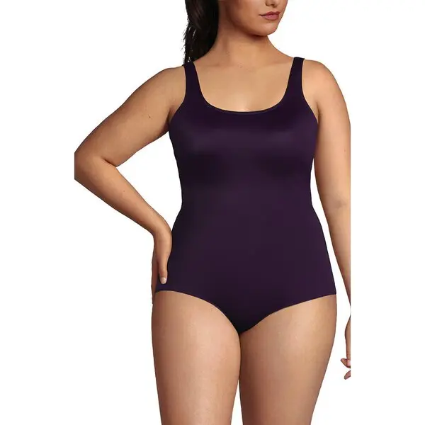 LANDS' END Dd-cup Chlorine Resistant Scoop Neck One-piece Swimsuit - Blackberry