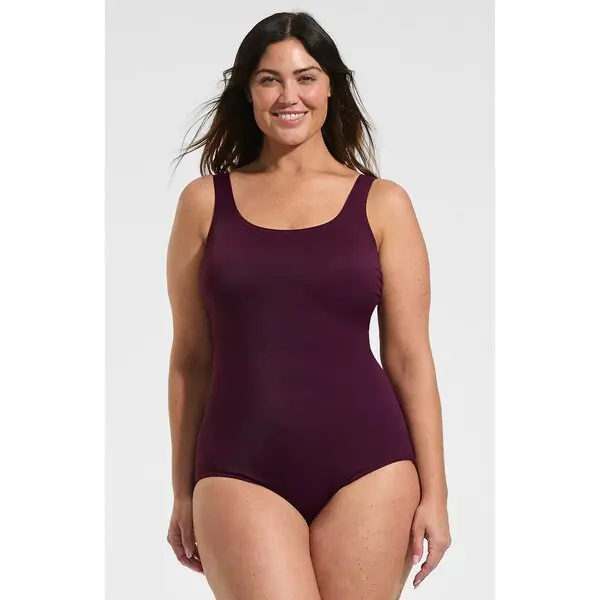 LANDS' END Dd-cup Chlorine Resistant Scoop Neck One-piece Swimsuit - Dark Wine