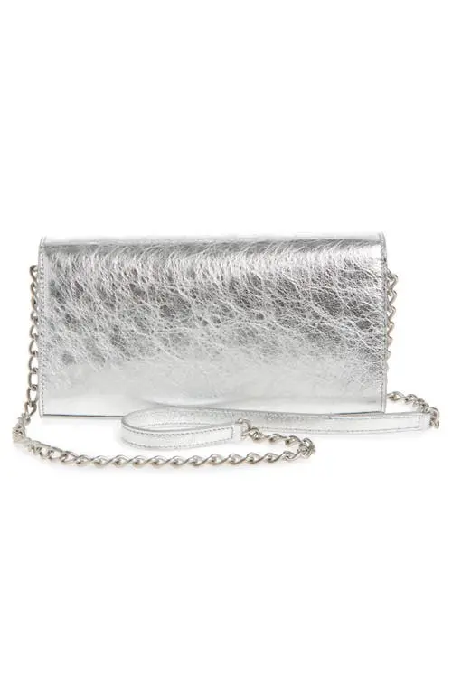Balenciaga Le City Metallic Leather Wallet On A Chain - 8122 Silver